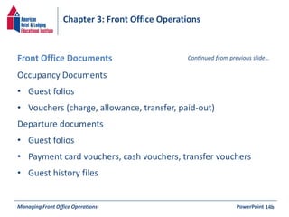 Chapter 3: Front Office Operations | PPTX