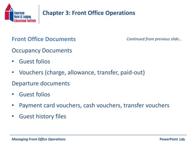 Chapter 3: Front Office Operations | PPTX
