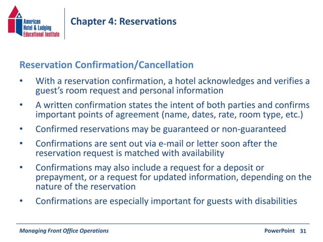 Chapter 4: Reservations | PPTX | Hospitality Industry | Industries