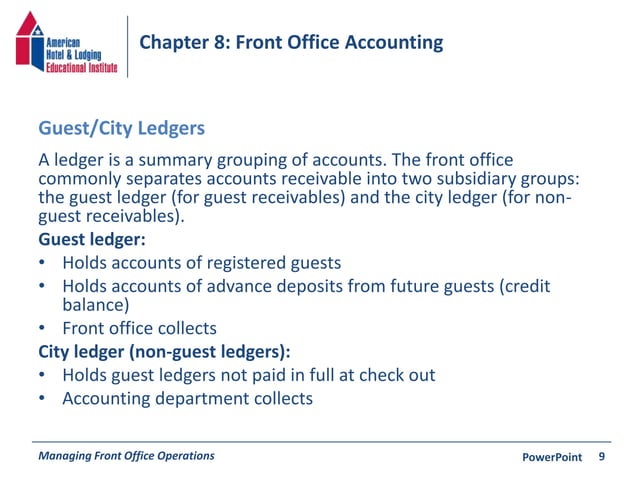 Chapter 8: Front Office Accounting | PPTX