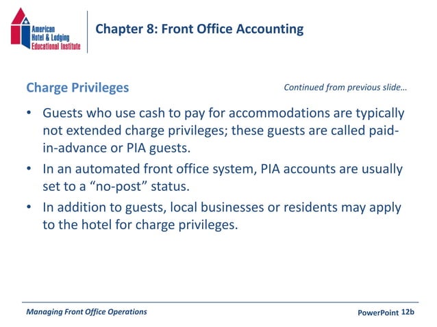 Chapter 8: Front Office Accounting | PPTX