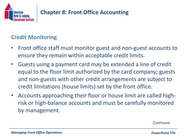 Chapter 8: Front Office Accounting | PPTX