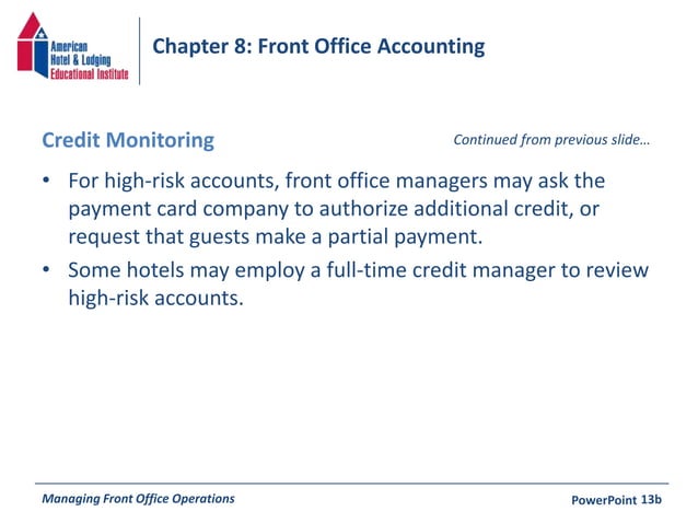 Chapter 8: Front Office Accounting | PPTX