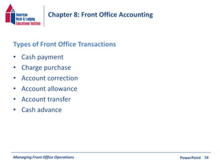 Chapter 8: Front Office Accounting | PPTX