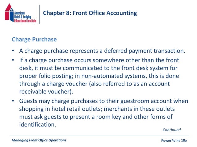 Chapter 8: Front Office Accounting | PPTX
