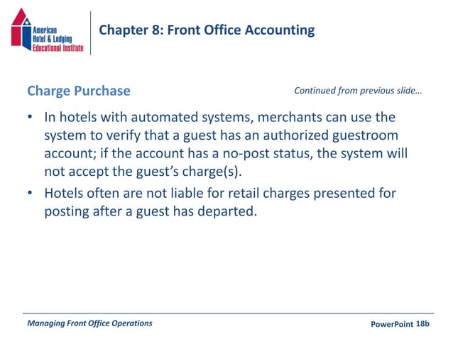 Chapter 8: Front Office Accounting | PPTX