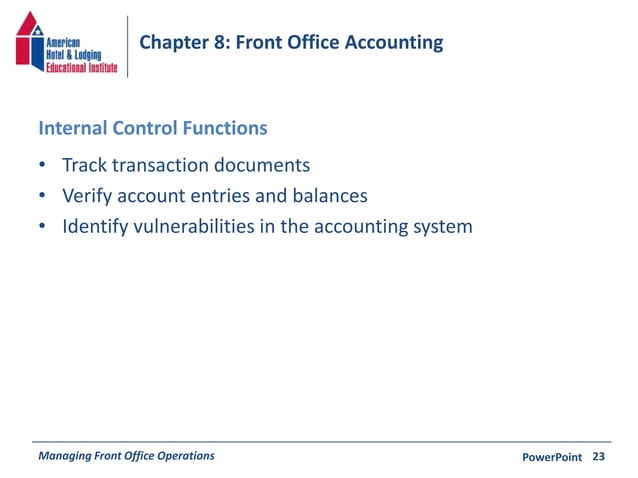 Chapter 8: Front Office Accounting | PPTX