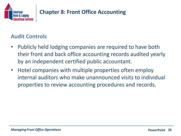 Chapter 8: Front Office Accounting | PPTX