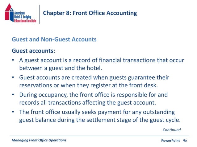 Chapter 8: Front Office Accounting | PPTX