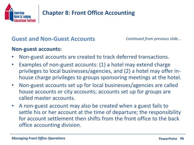 Chapter 8: Front Office Accounting | PPTX