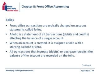 Chapter 8: Front Office Accounting | PPTX