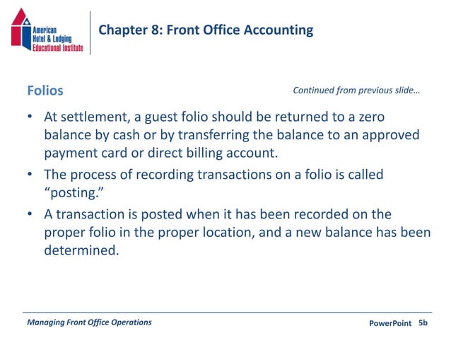 Chapter 8: Front Office Accounting | PPTX