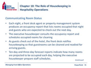 Chapter 10: The Role of Housekeeping in Hospitality Operations | PPTX