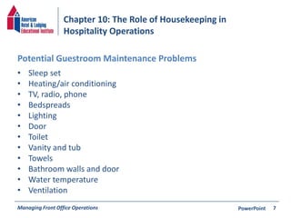 Chapter 10: The Role of Housekeeping in Hospitality Operations | PPTX