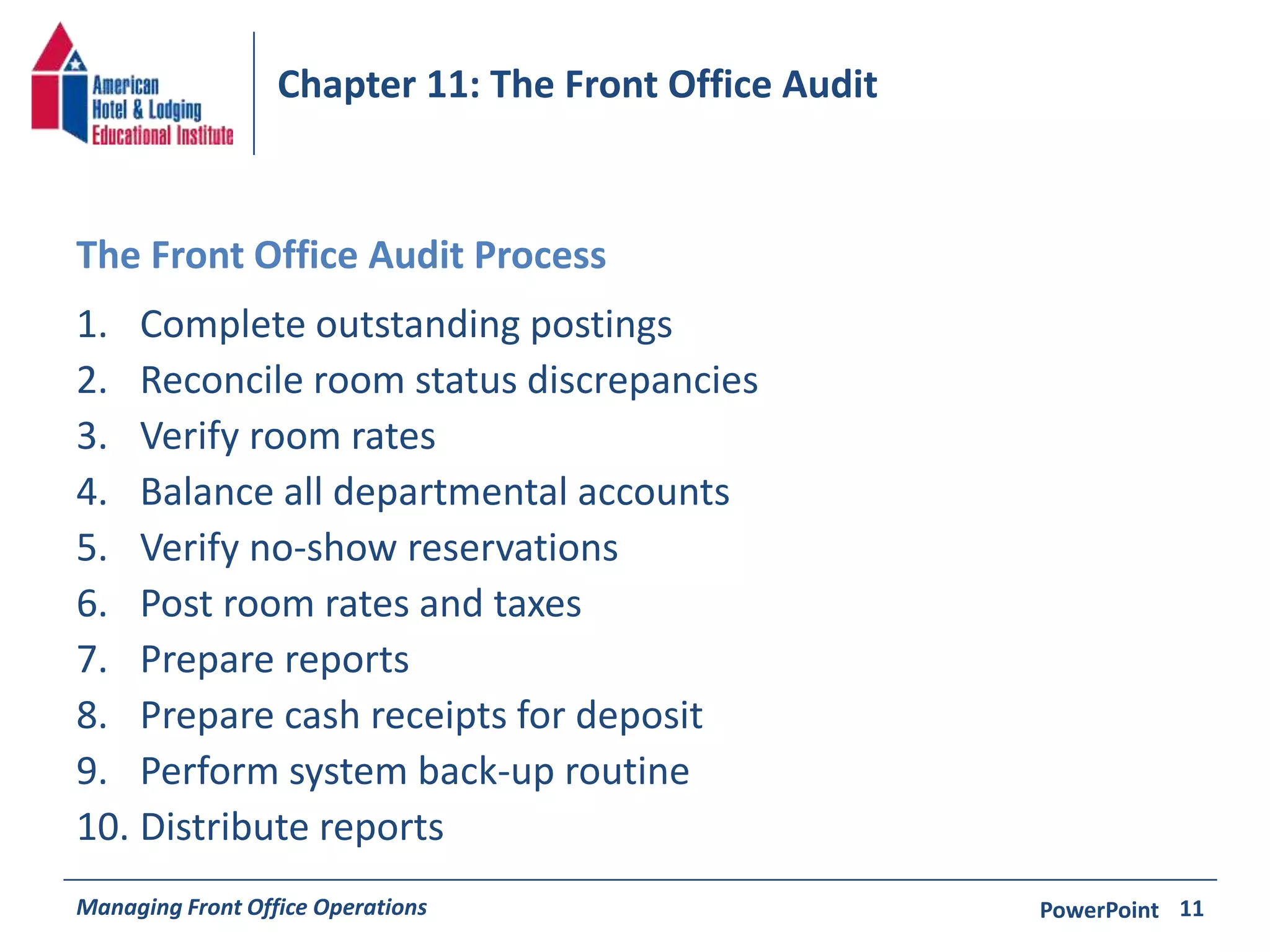 Chapter 11: The Front Office Aduit | PPTX