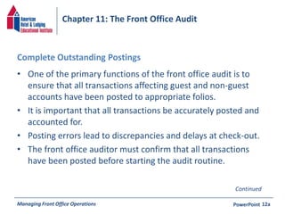 Chapter 11: The Front Office Aduit | PPTX