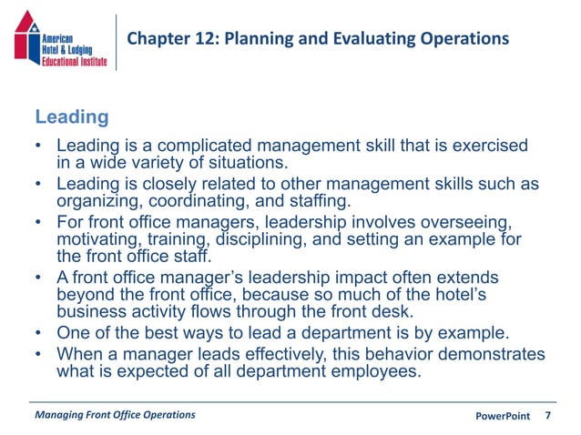 Chapter 12: Planning and Evaluating Operations | PPTX