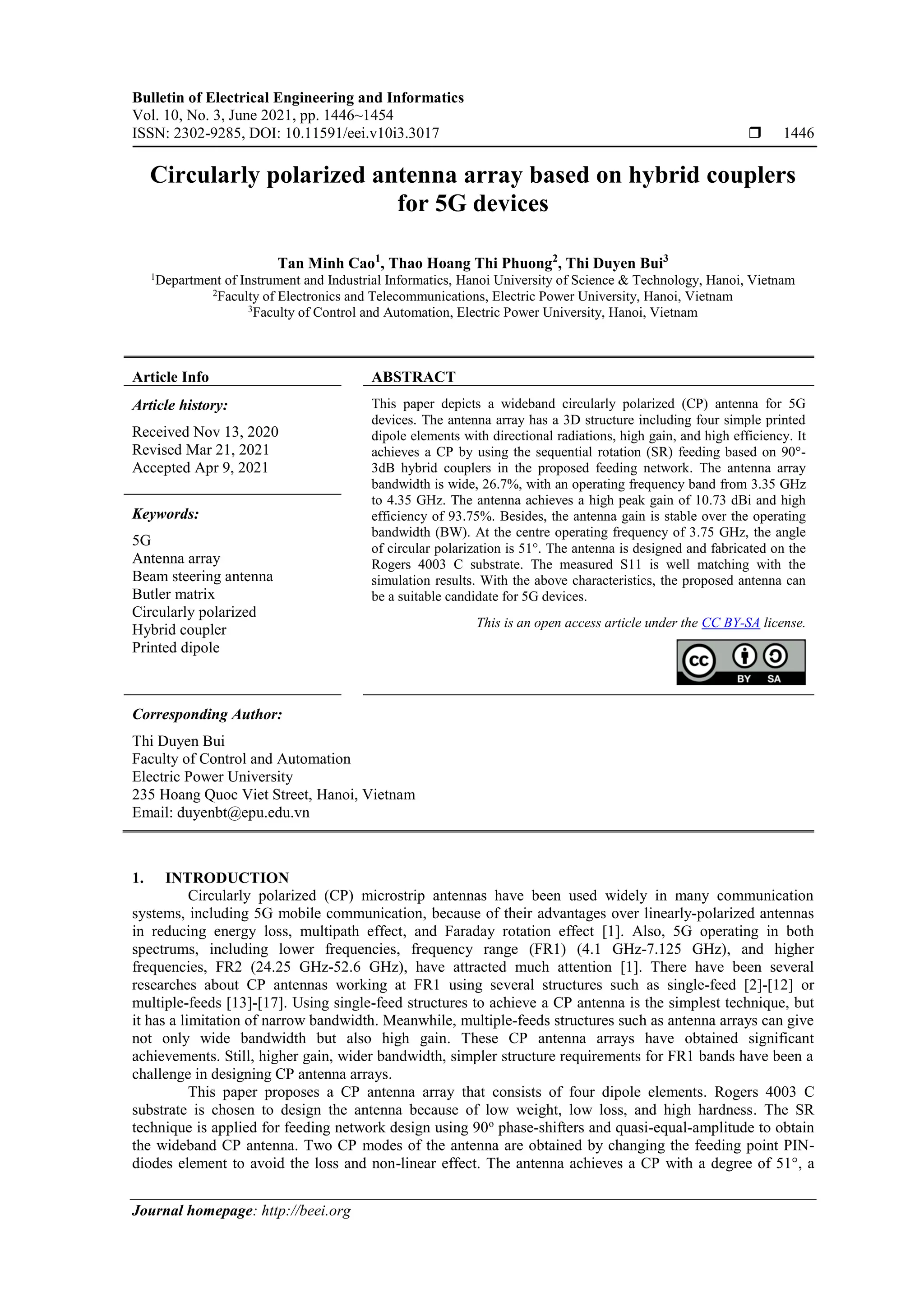 Circularly Polarized Antenna Array Based On Hybrid Couplers For 5g