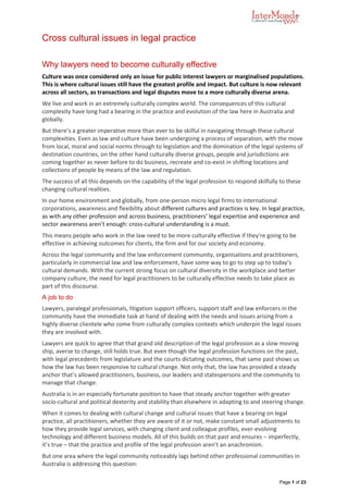 Cultural competence in legal practice - the imperative for cultural ...