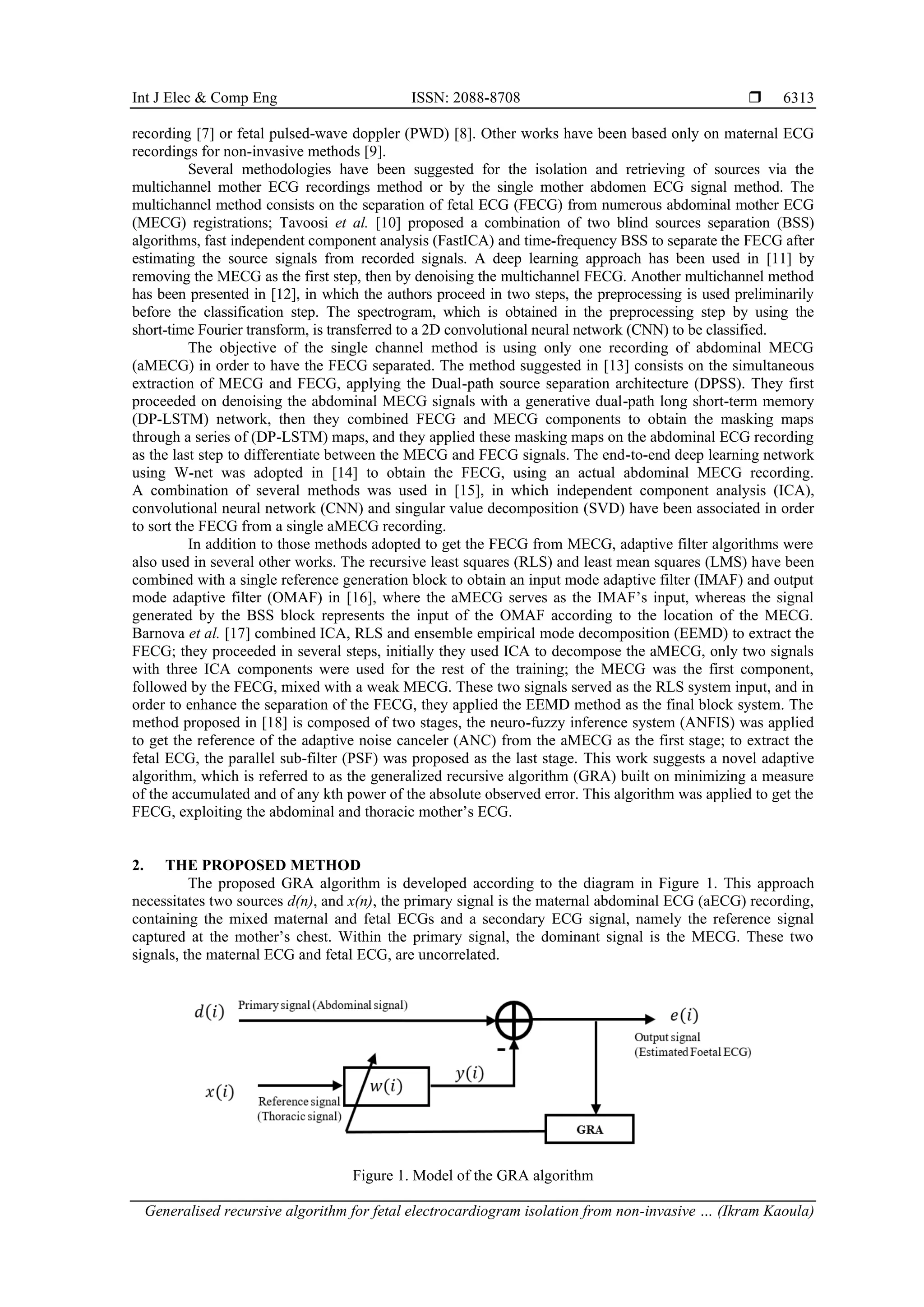 Generalized recursive algorithm for fetal electrocardiogram isolation ...