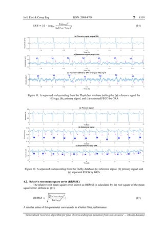 Generalized recursive algorithm for fetal electrocardiogram isolation from non-invasive maternal ...