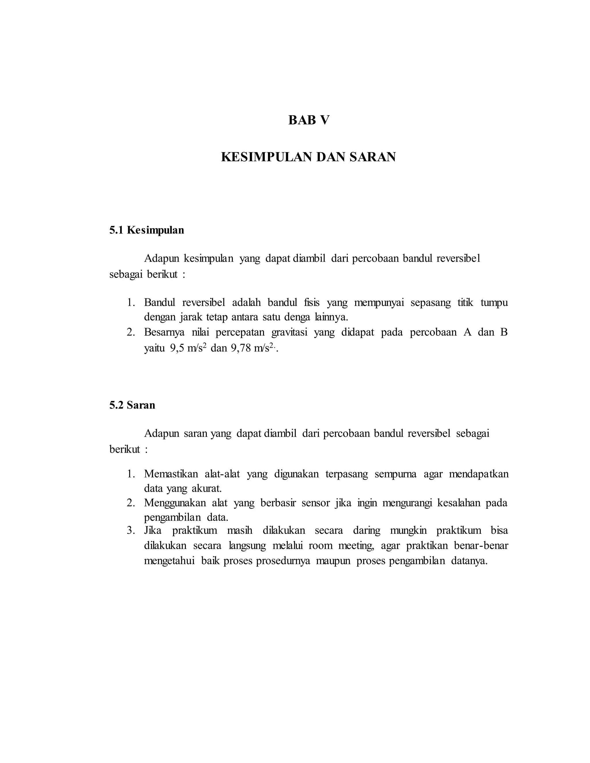 LAPORAN PRAKTIKUM FISIKA DASAR BANDUL REVERSIBLE | DOCX