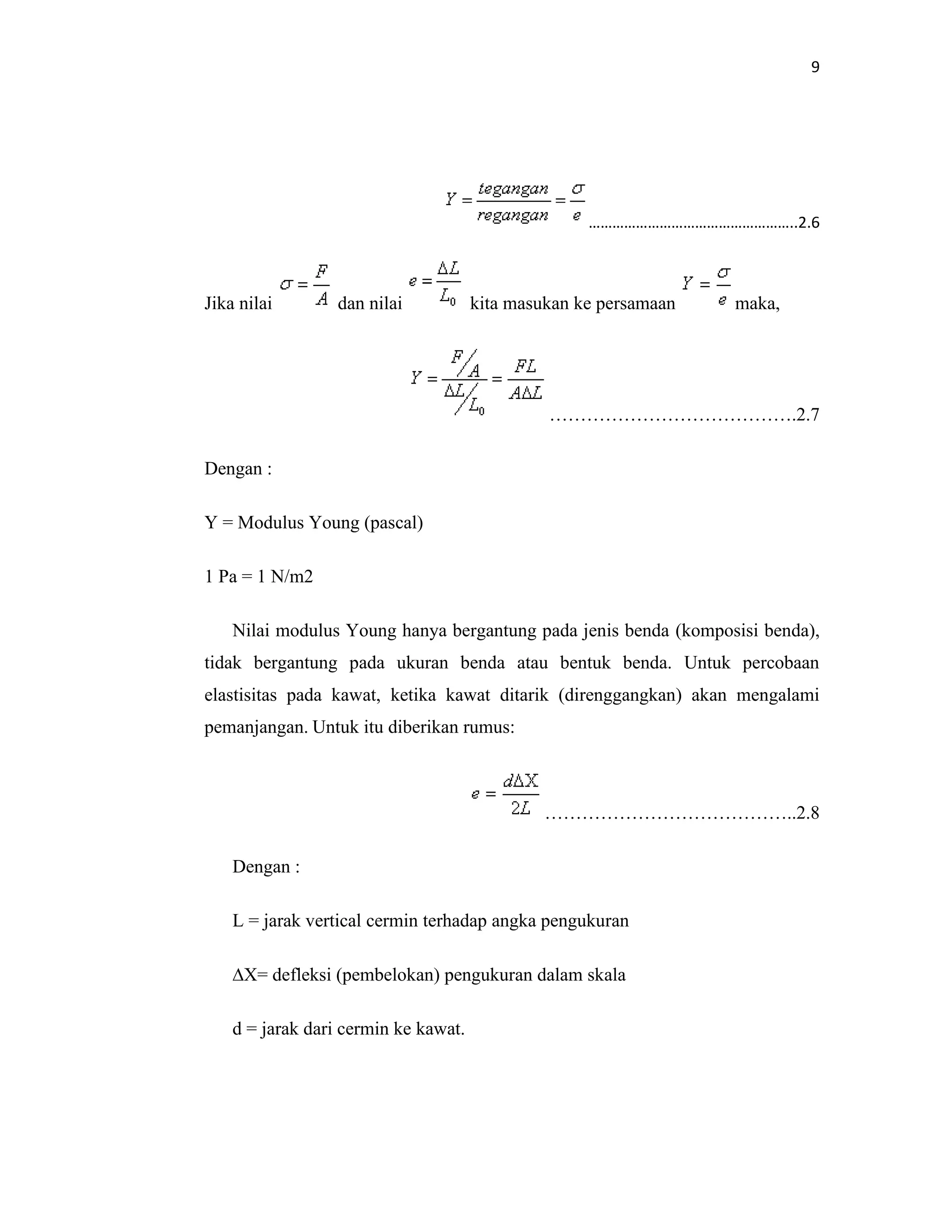 LAPORAN PRAKTIKUM FISIKA DASAR MODULUS YOUNG | PDF