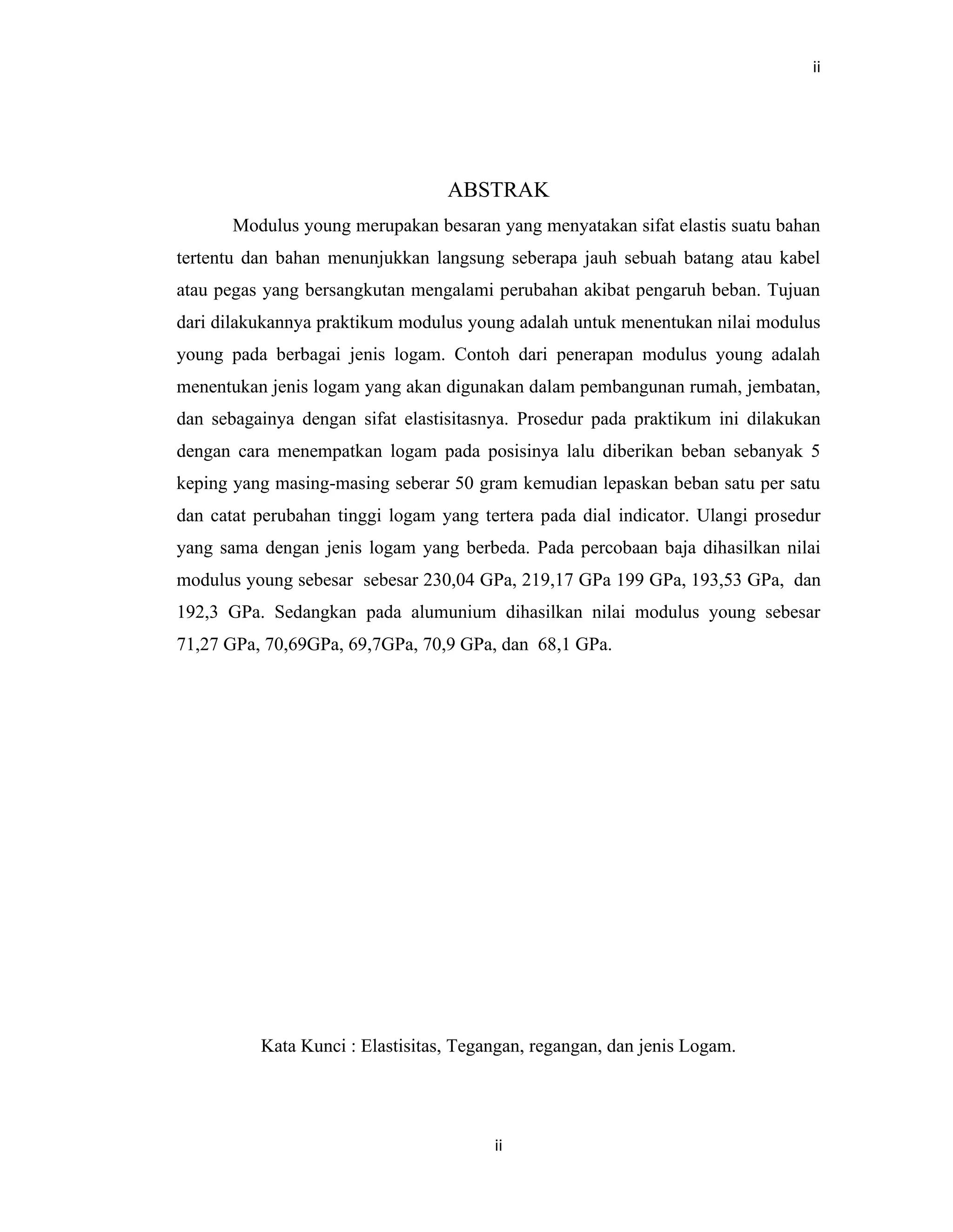 LAPORAN PRAKTIKUM FISIKA DASAR MODULUS YOUNG | PDF