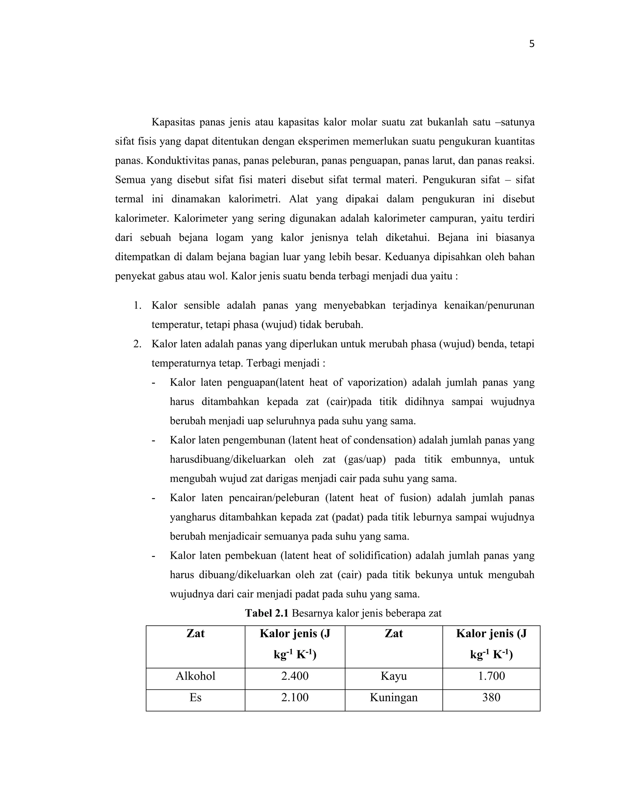 LAPORAN PRAKTIKUM FISIKA DASAR PANAS JENIS DAN KALORIMETER | PDF