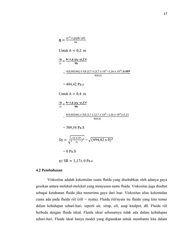 LAPORAN PRAKTIKUM FISIKA DASAR VISKOSITAS FLUIDA | PDF