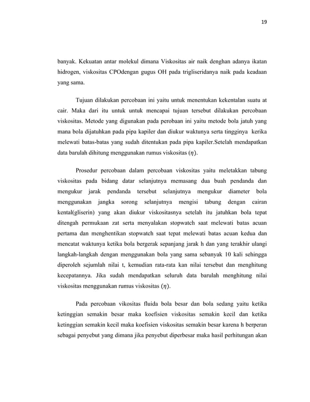 LAPORAN PRAKTIKUM FISIKA DASAR VISKOSITAS FLUIDA | PDF