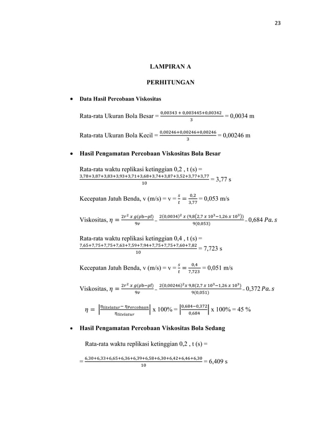 LAPORAN PRAKTIKUM FISIKA DASAR VISKOSITAS FLUIDA | PDF