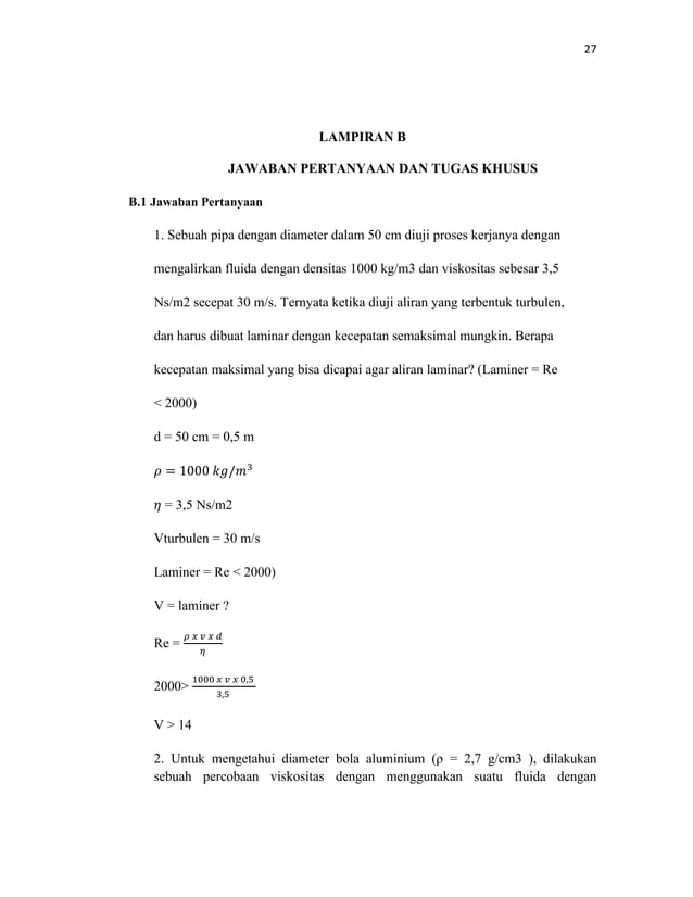 LAPORAN PRAKTIKUM FISIKA DASAR VISKOSITAS FLUIDA | PDF