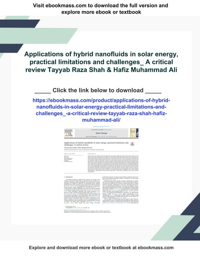 Applications of hybrid nanofluids in solar energy, practical ...