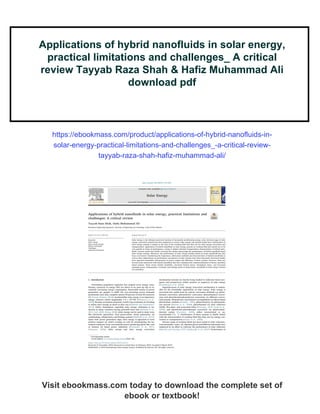 Applications of hybrid nanofluids in solar energy, practical ...