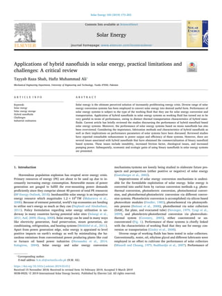 Applications of hybrid nanofluids in solar energy, practical ...