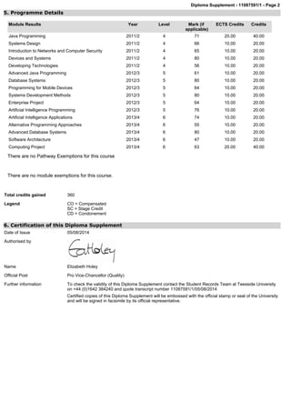 Teesside Diploma Supplement | PDF