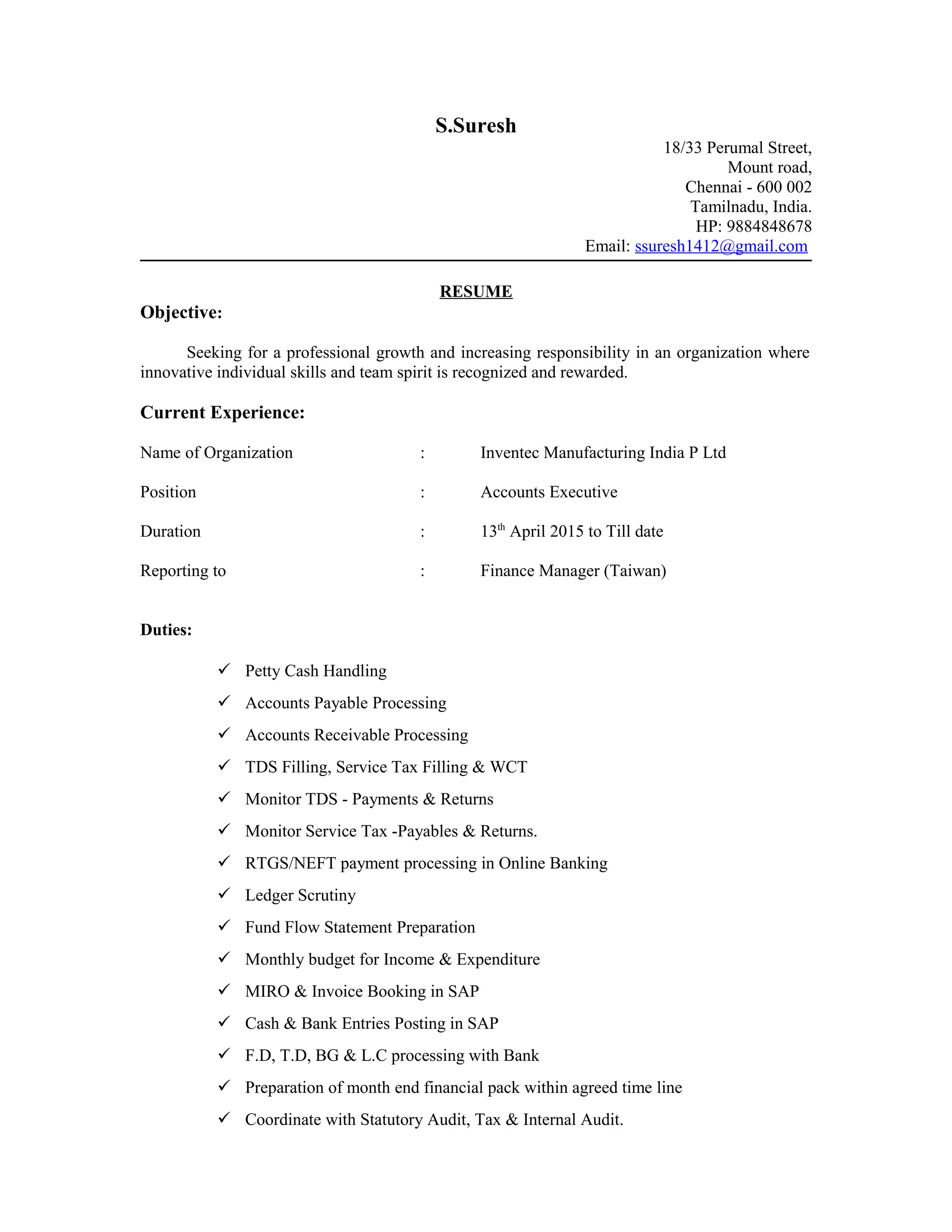 Suresh resume | DOC