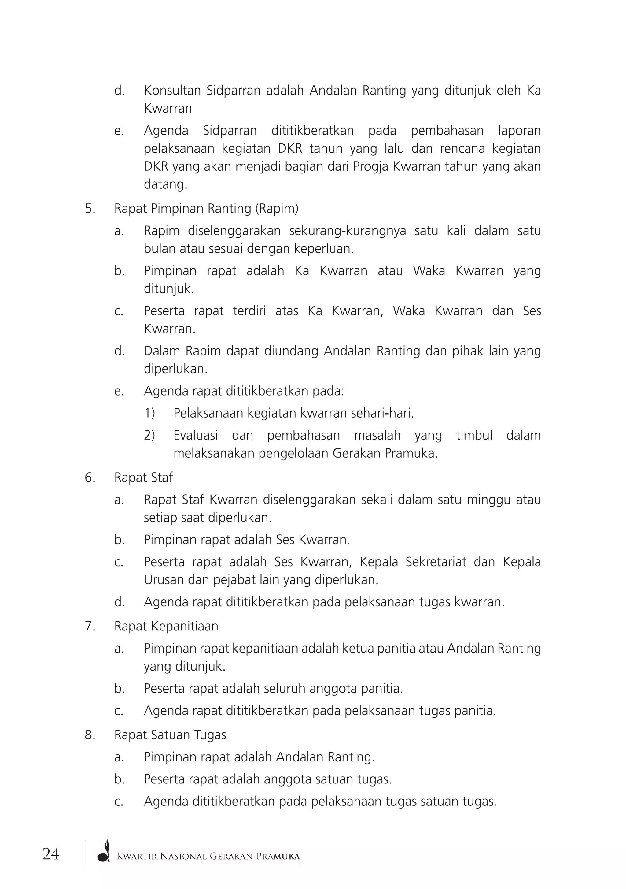 petunjuk penyelenggaraan organisasi dan tata kerja kwartir ranting gerakan pramuka | PDF