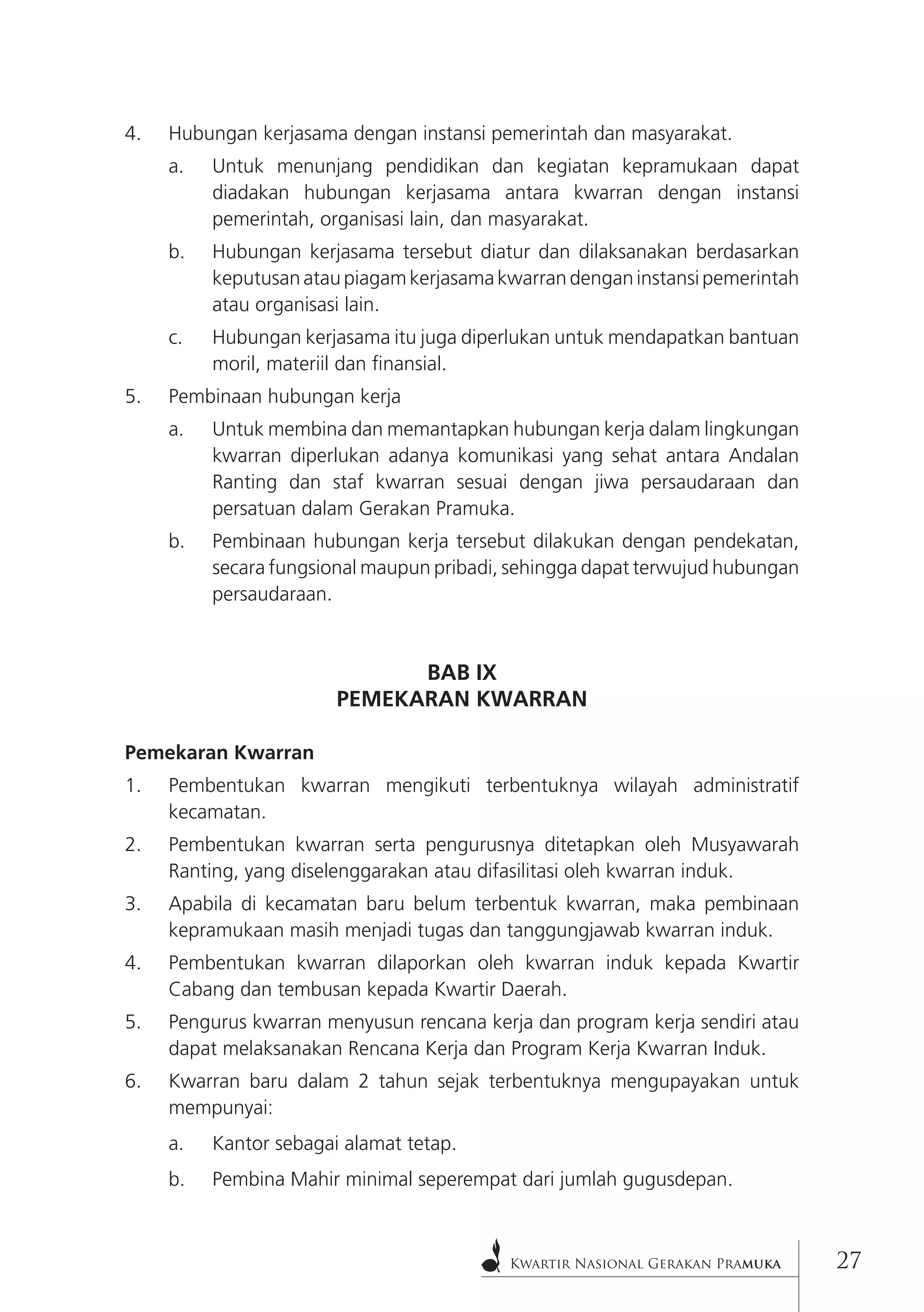 petunjuk penyelenggaraan organisasi dan tata kerja kwartir ranting gerakan pramuka | PDF