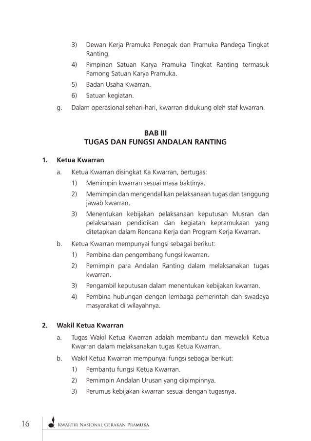 petunjuk penyelenggaraan organisasi dan tata kerja kwartir ranting ...