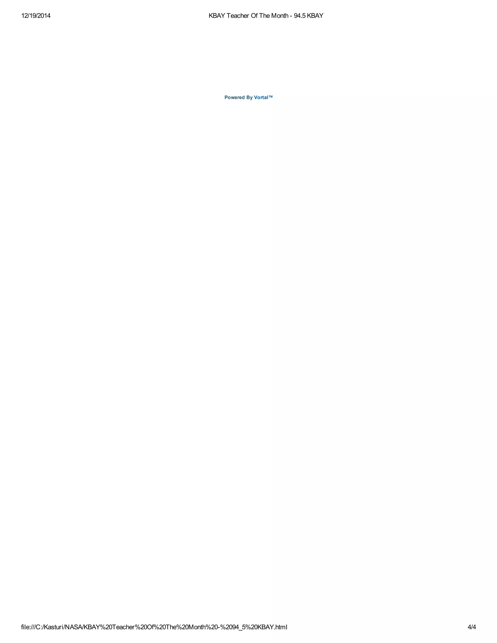 KBAY Teacher Of The Month - 2014 | PDF