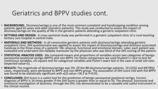 BPPV and its role in Geriatric functioning_Pleasant Acres_Inservice | PPTX