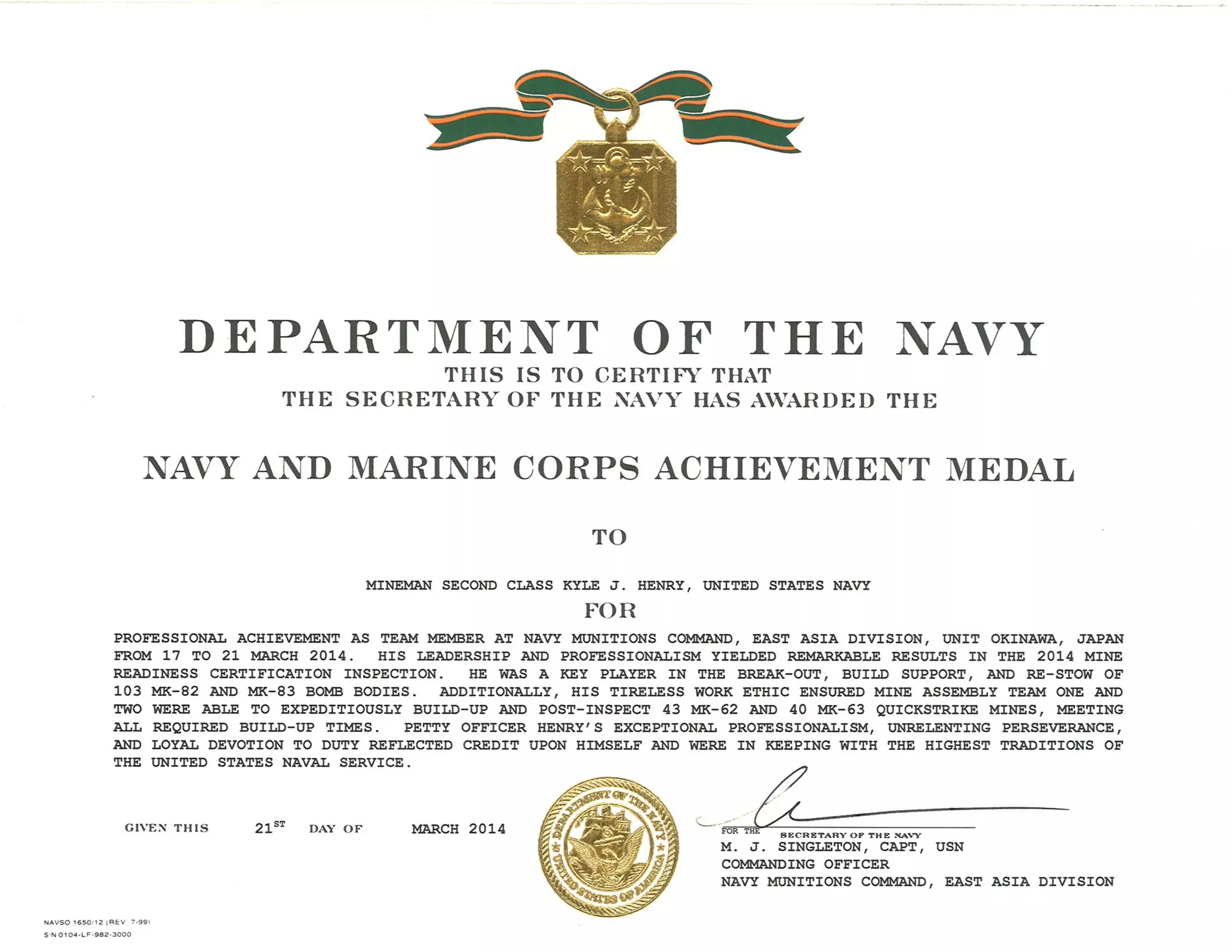 Navy & Marine Corps Achievment Medal | PDF