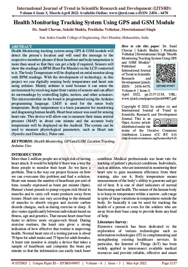 Health Monitoring Tracking System Using GPS and GSM Module | PDF