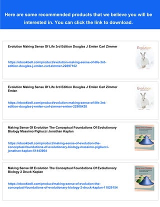 Evolution Making Sense Of Life 2nd Carl Zimmer Douglas J Emlen | PDF