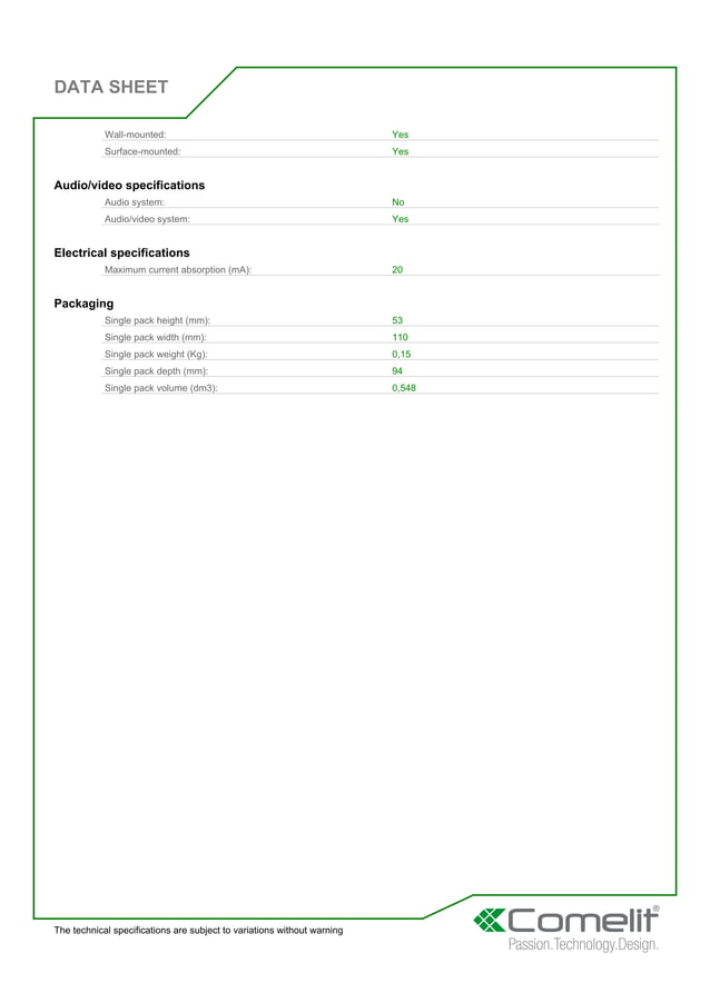 Comelit 33412 Data Sheet | PDF | Consumer Electronics | Technology & Computing