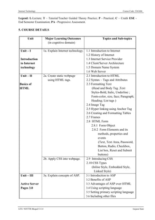 GTU IT Sem4 Internet Techology 3341604 | PDF | Web Design and HTML ...
