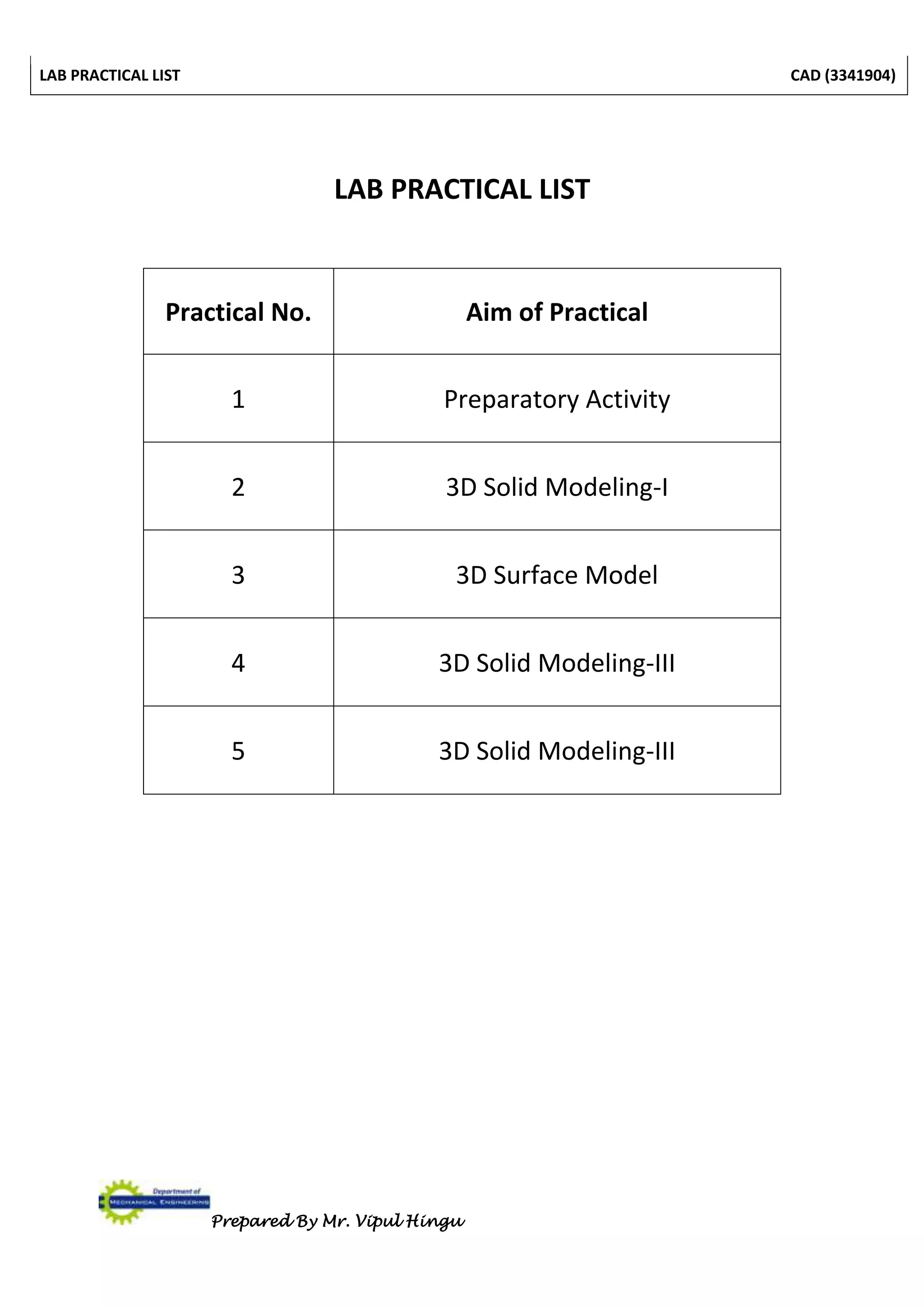 3341904 cad lab_manual_prepared by vipul hingu | PDF