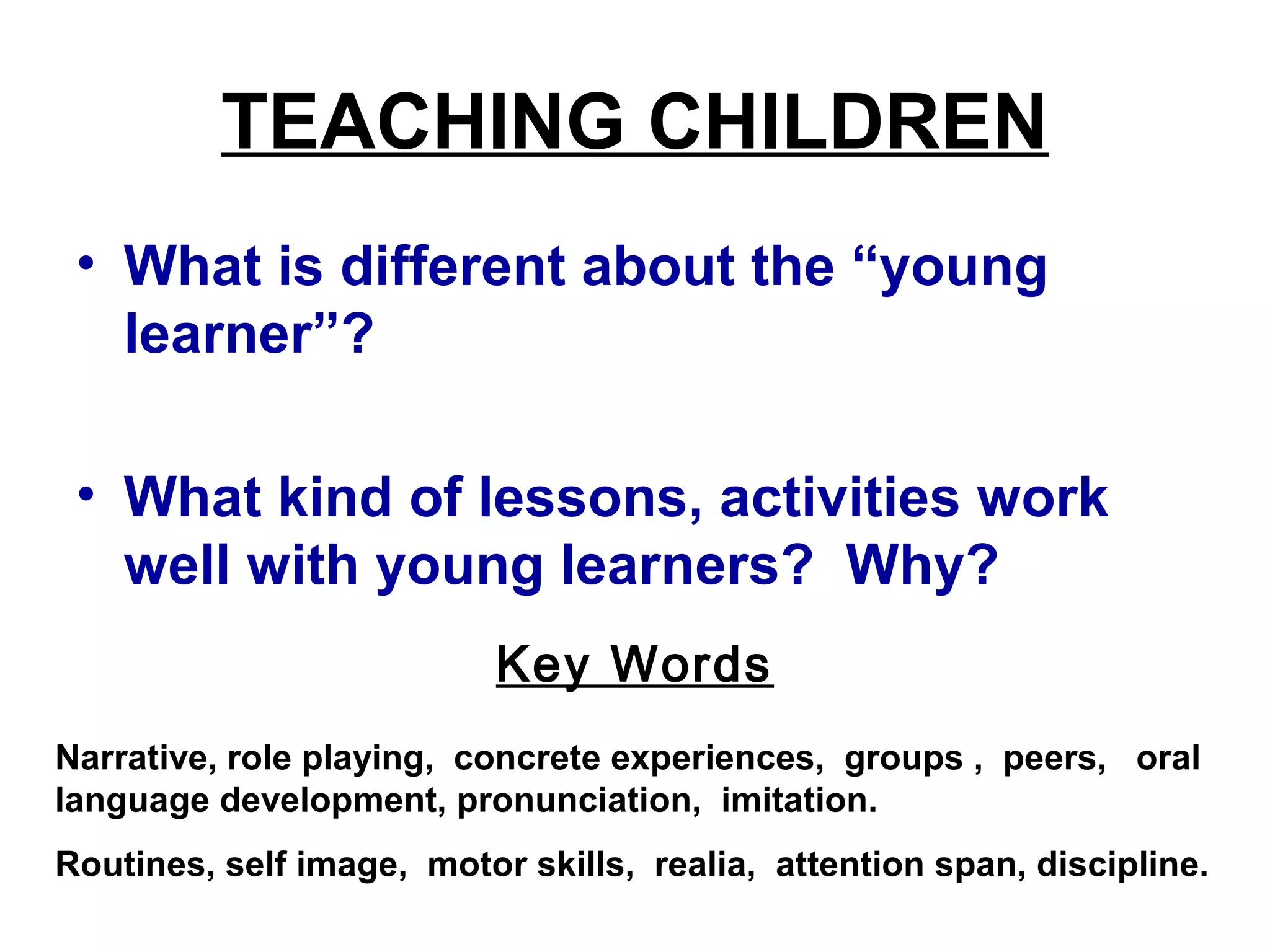 Teaching Skills Young Learners | PPT